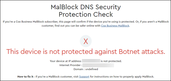 Validating your MalBlock DNS Service